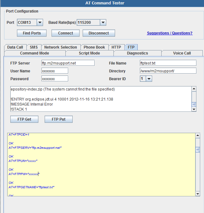 AT Command Tester Application